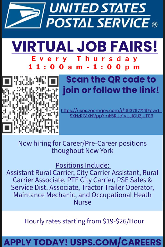 USPS Virtual Job Fair - Broome-Tioga Workforce NY
