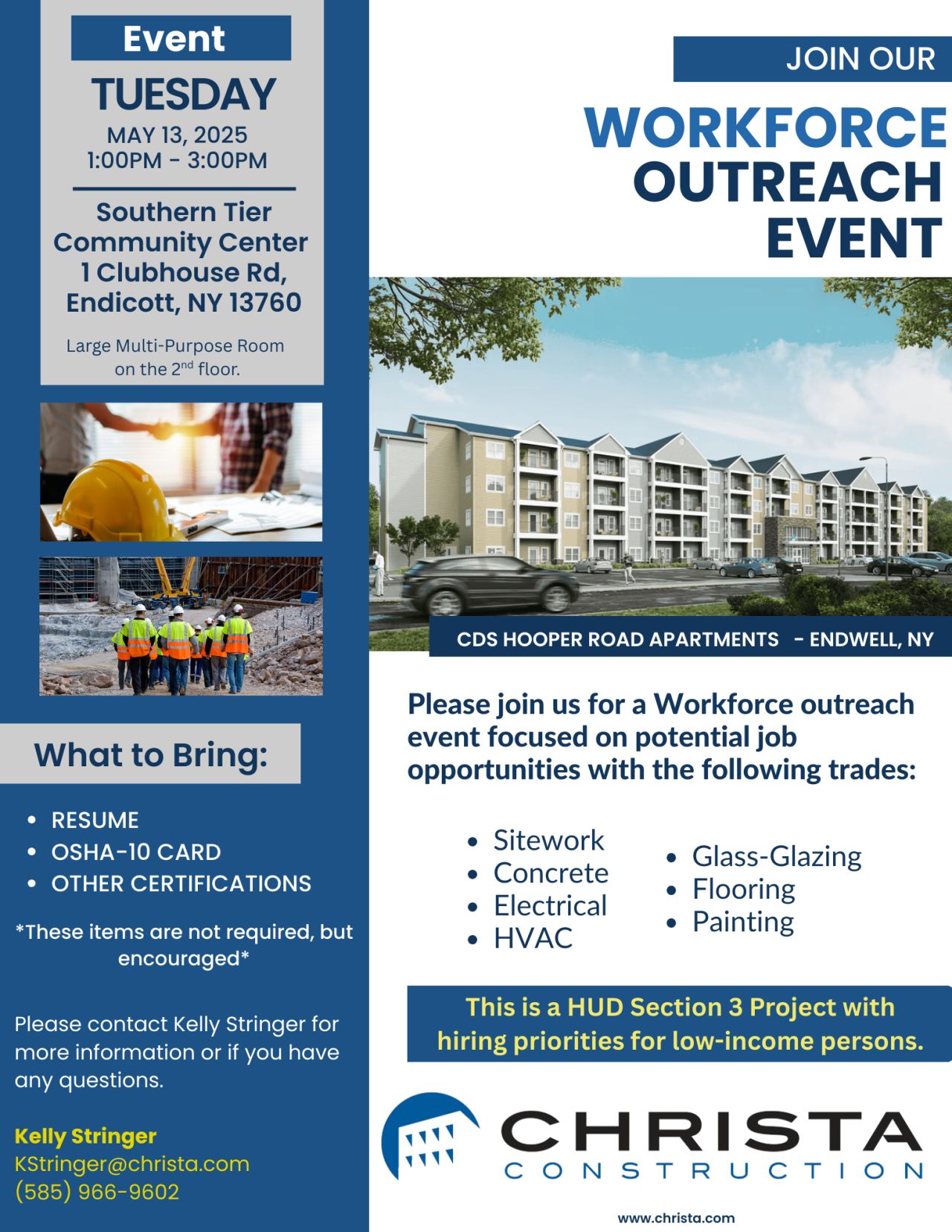 Christa Construction Workforce Outreach Event - Broome-Tioga Workforce NY