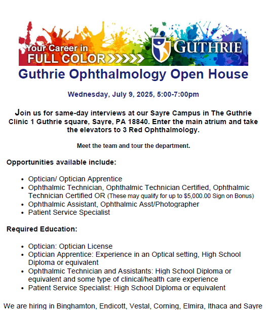 Guthrie Clinic Interview Day - Broome-Tioga Workforce NY